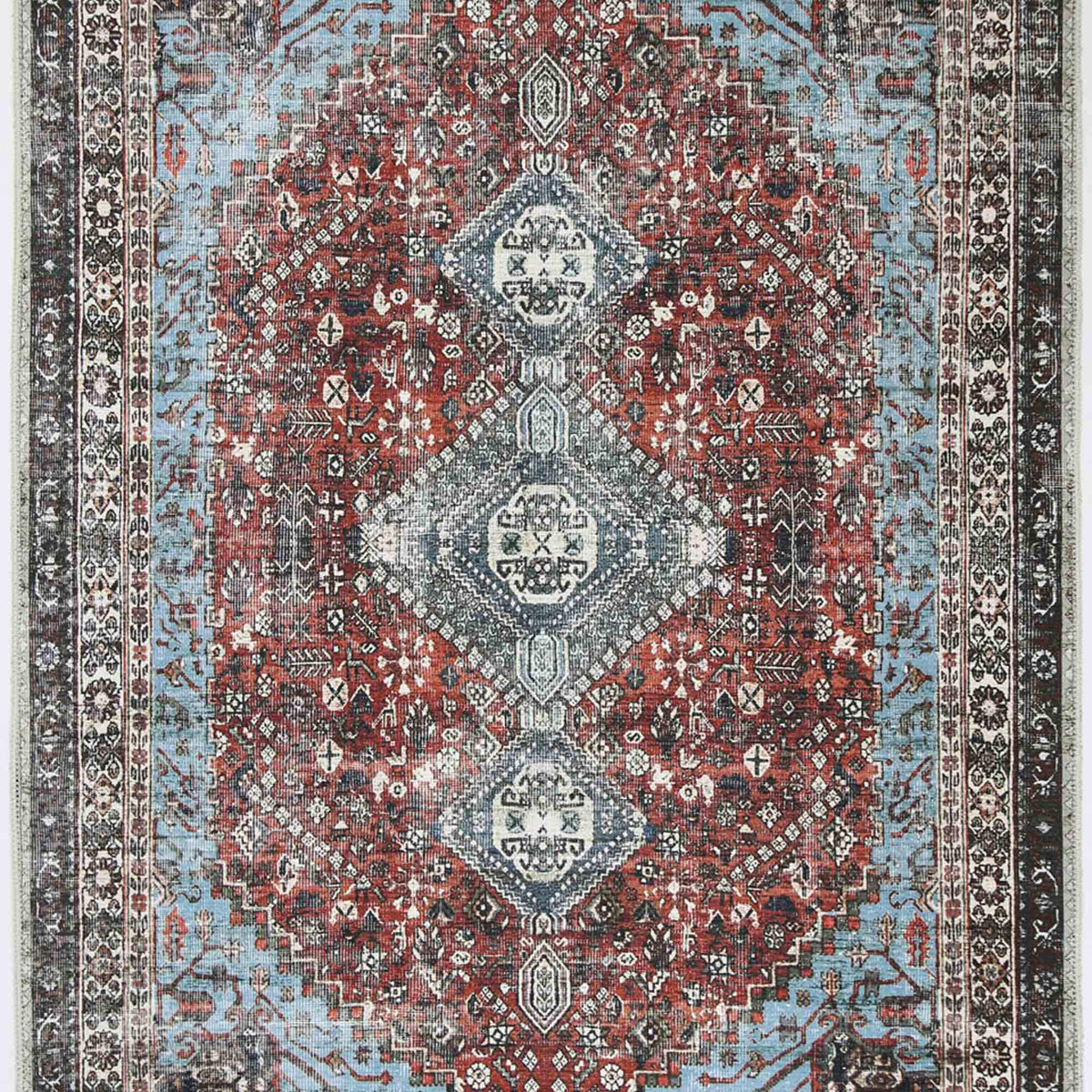 Loane Distressed Vintage Ruby & Sky Blue Rug – VOGUE RUGS